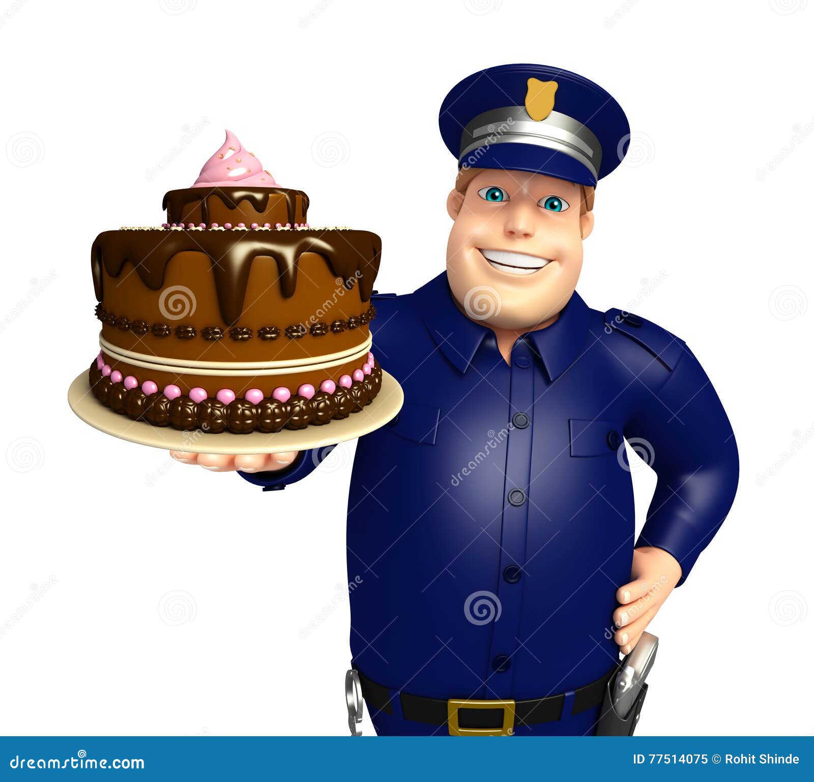 Police with Cake stock illustration. Illustration of arms - 77514075