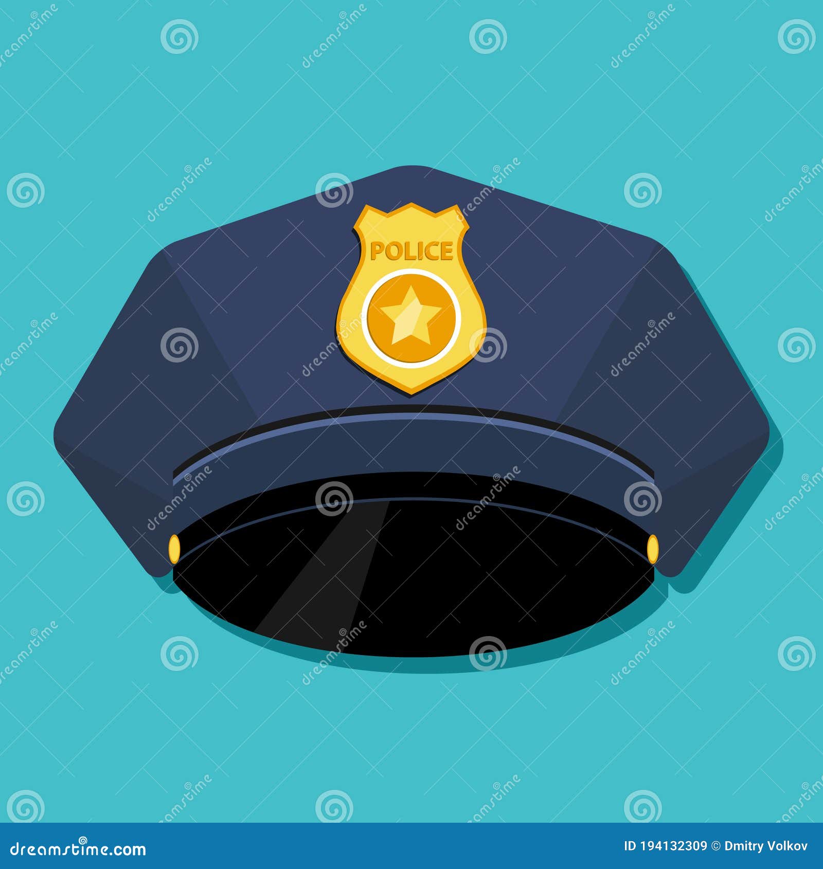 Police Cap, Blue Police Cap with Shadow. Vector Illustration Stock ...