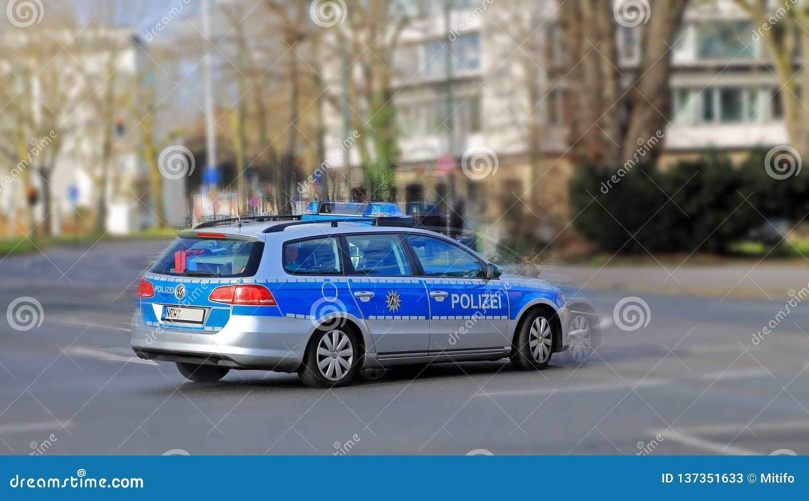 Police Car in Action on the Street Stock Image - Image of double ...