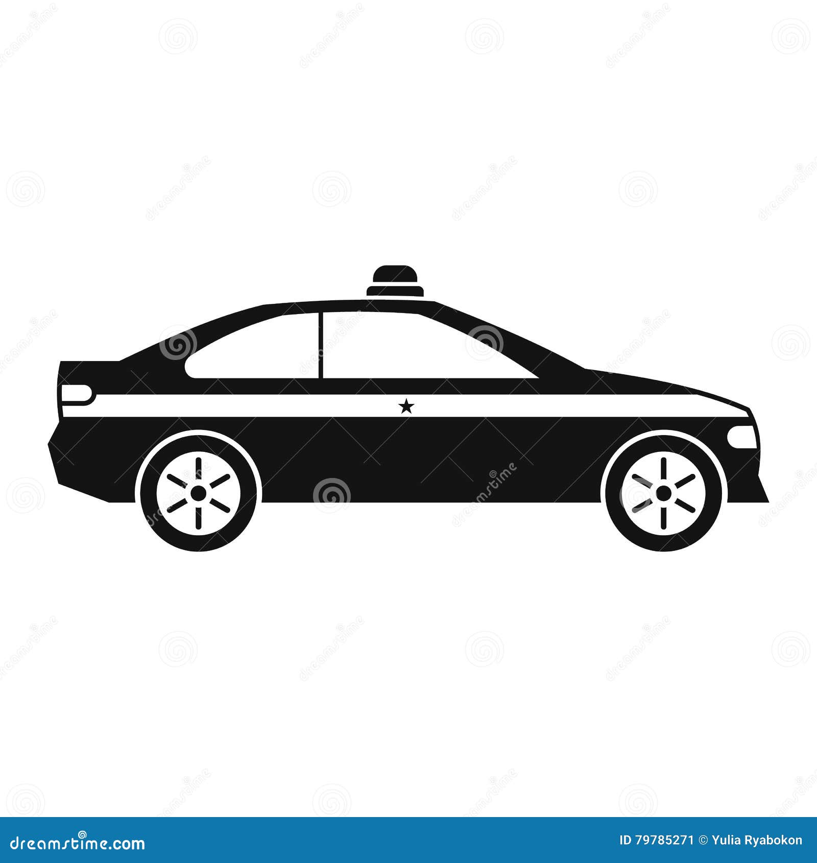 Police car black icon stock vector. Illustration of background - 79785271