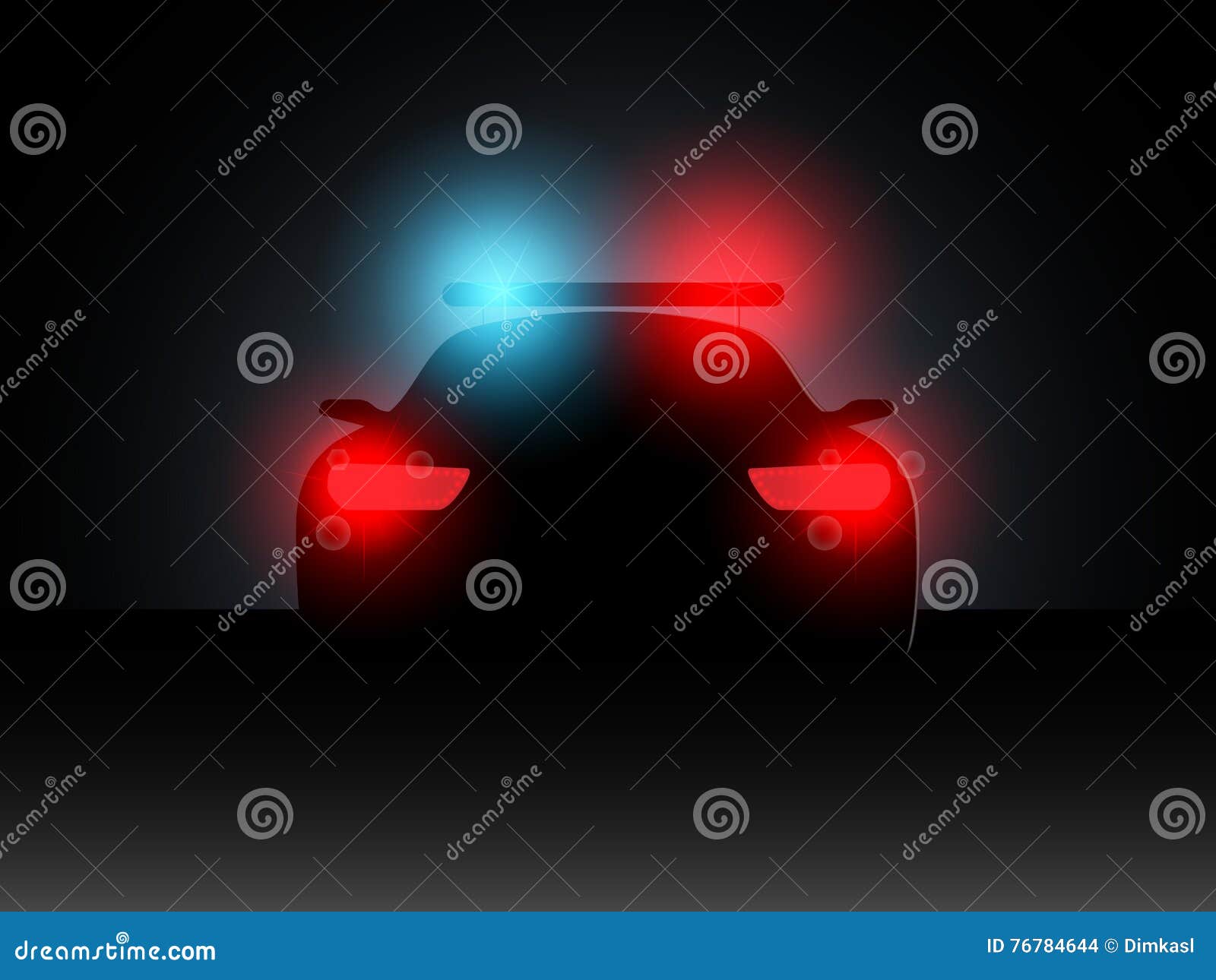Police Car in the Dark with the Included Headlights. Stock Vector ...