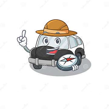 Police Car Experienced Explorer Using a Compass Stock Vector ...
