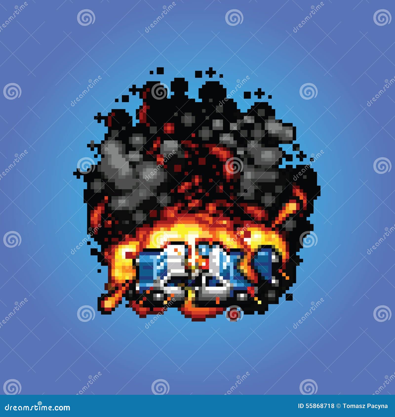 Police Car Explosion - Vector Pixel Art Style Illustration Stock Vector ...