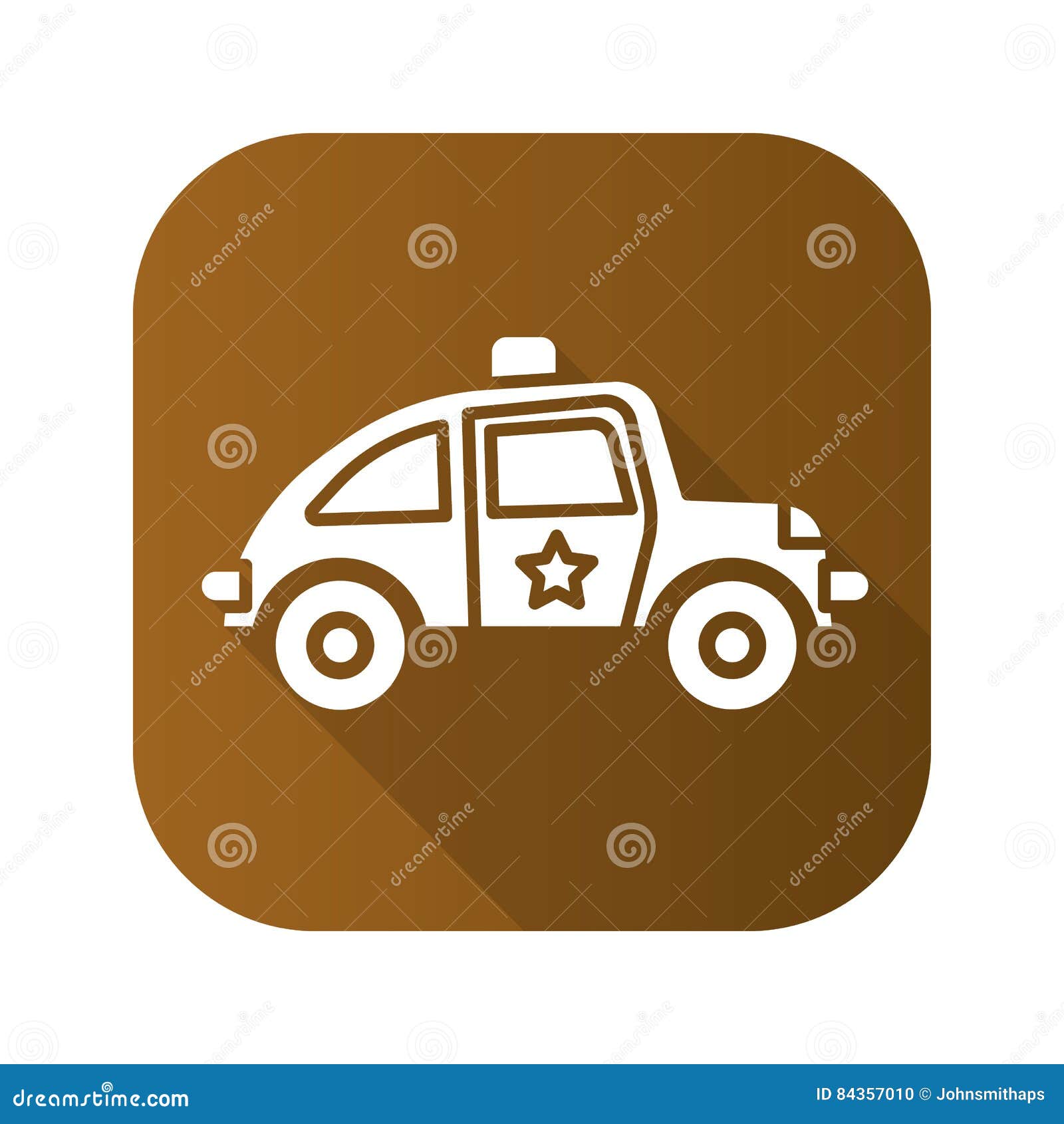 Police Car Flat Design Long Shadow Icon. Vector Silhouette Symbol ...