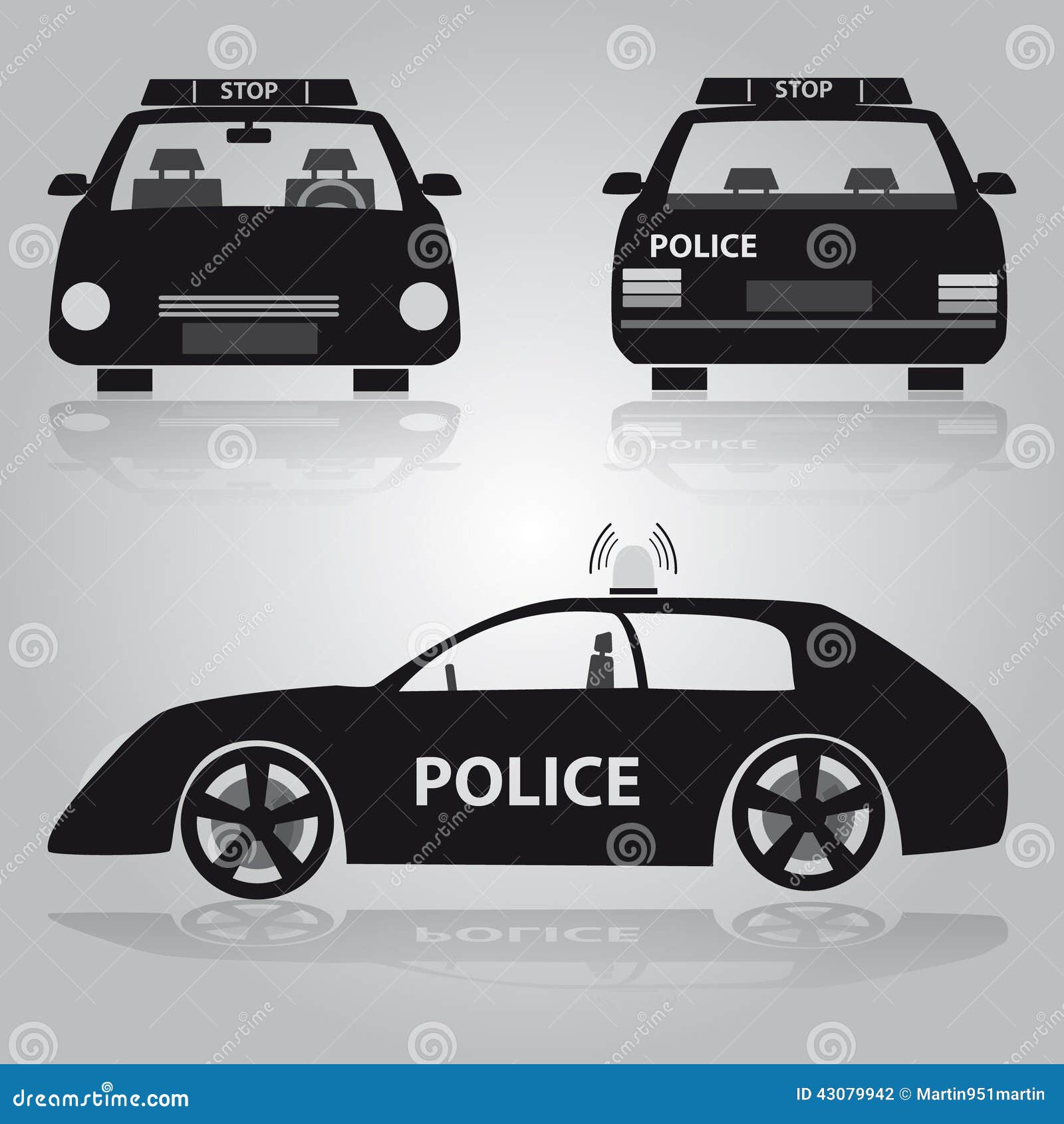Police Car from Front, Back and Side View Stock Vector - Illustration ...