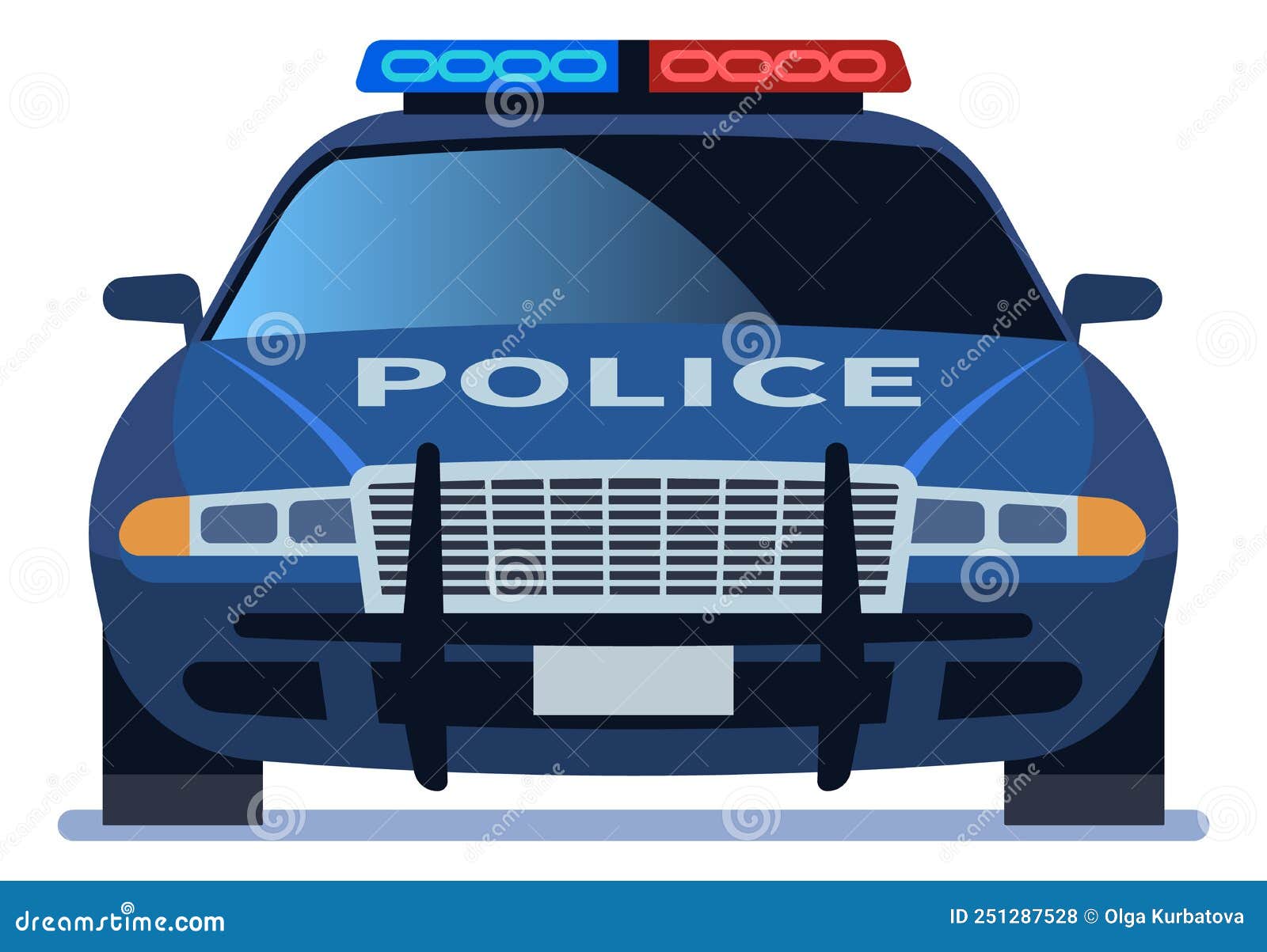Police Car Front View. Patrol Auto Icon Stock Vector - Illustration of ...