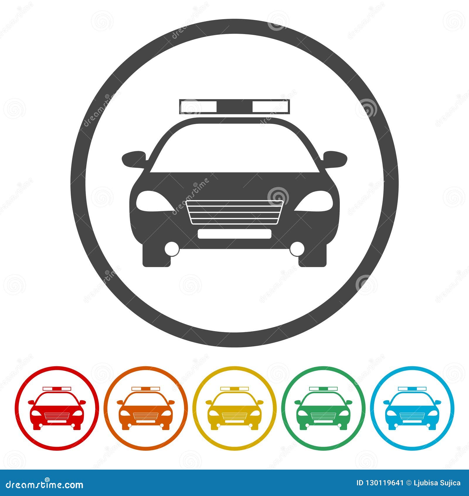 Police Car Icon in Circle. Vector Illustration Stock Vector ...