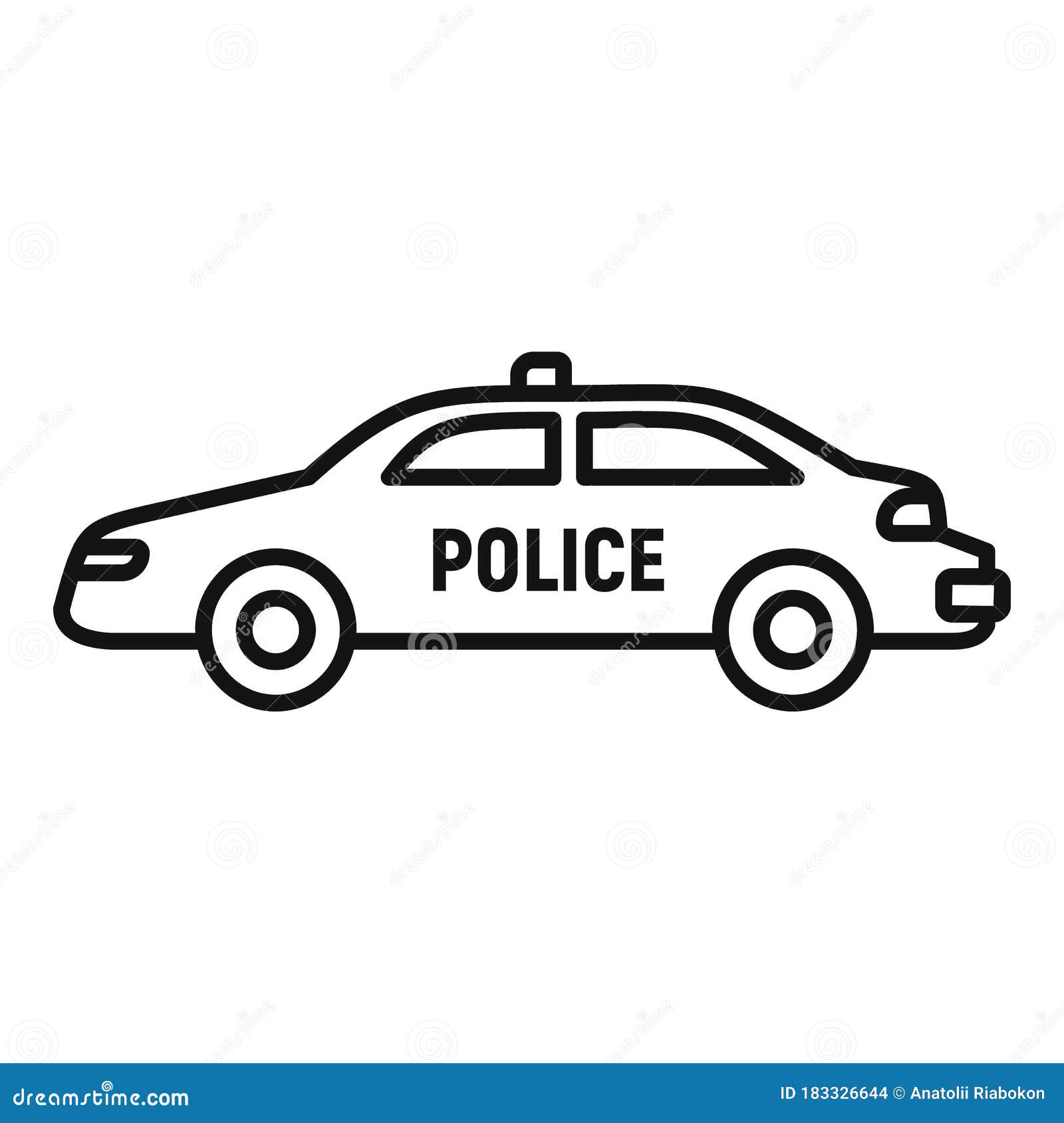 Police Car Icon, Outline Style Stock Vector - Illustration of beacon ...
