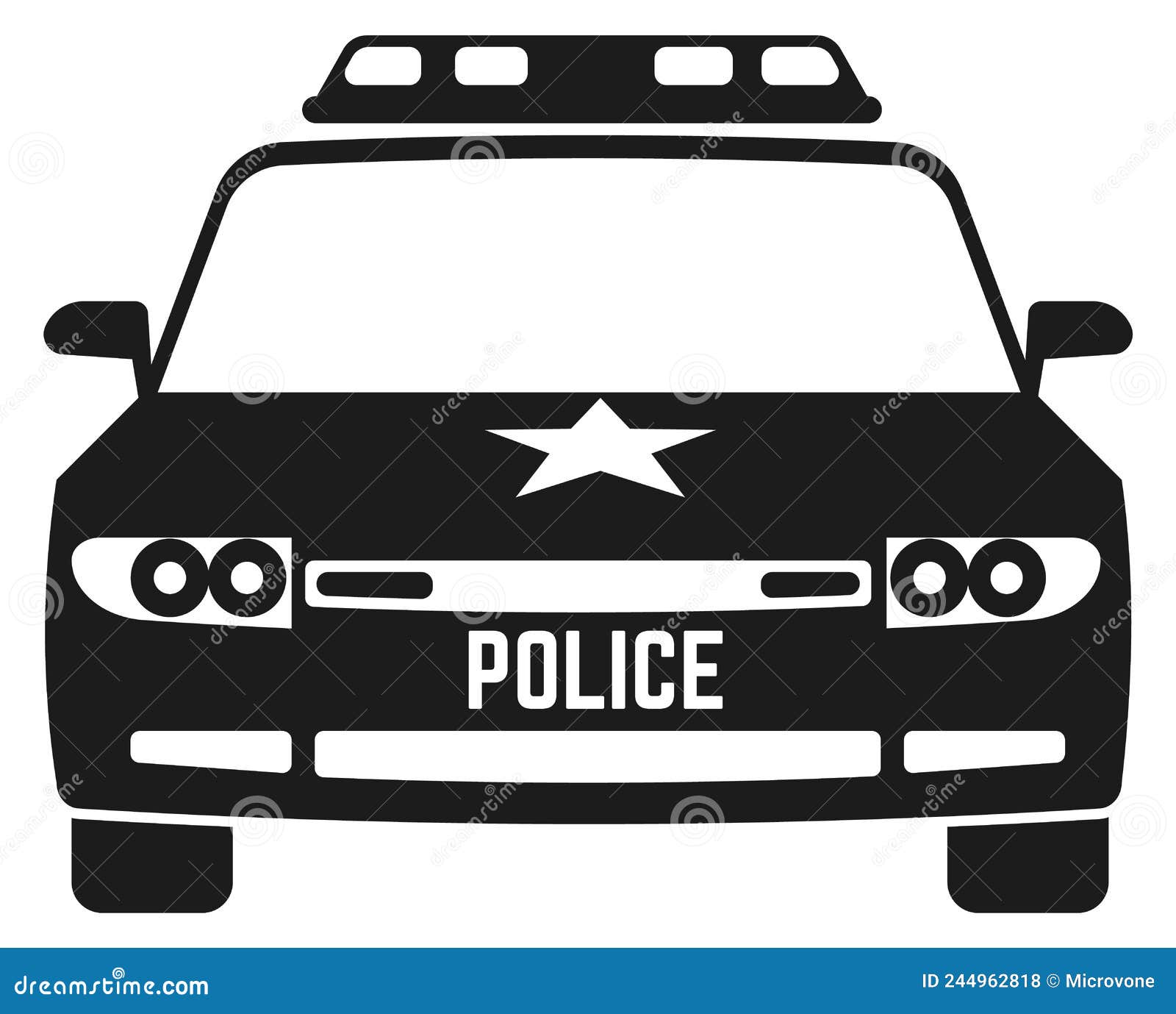Police Car Icon. Patrol Auto Front View Stock Vector - Illustration of ...