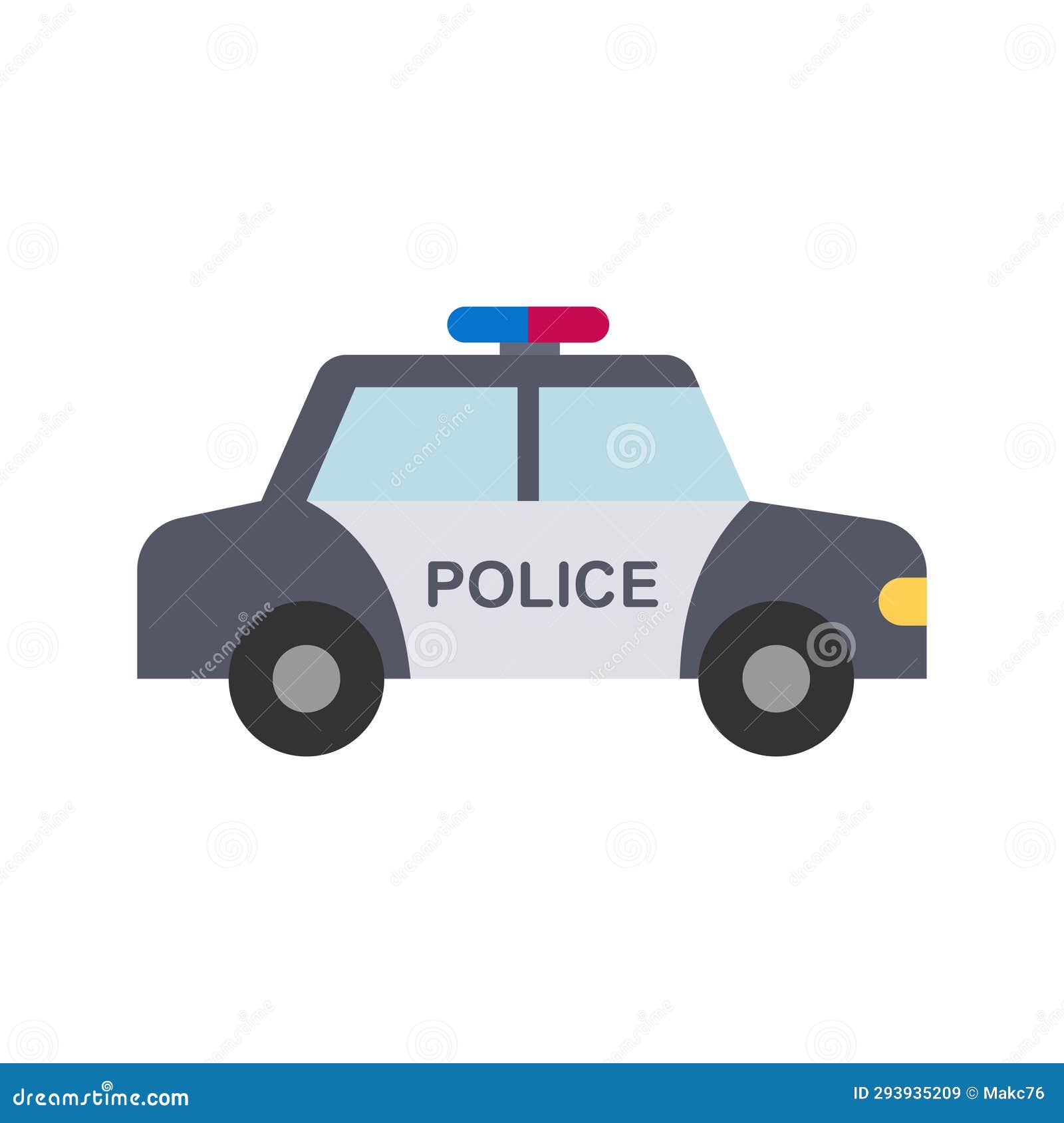 Police Car Icon, Side View, Isolated on White Background Stock Vector ...