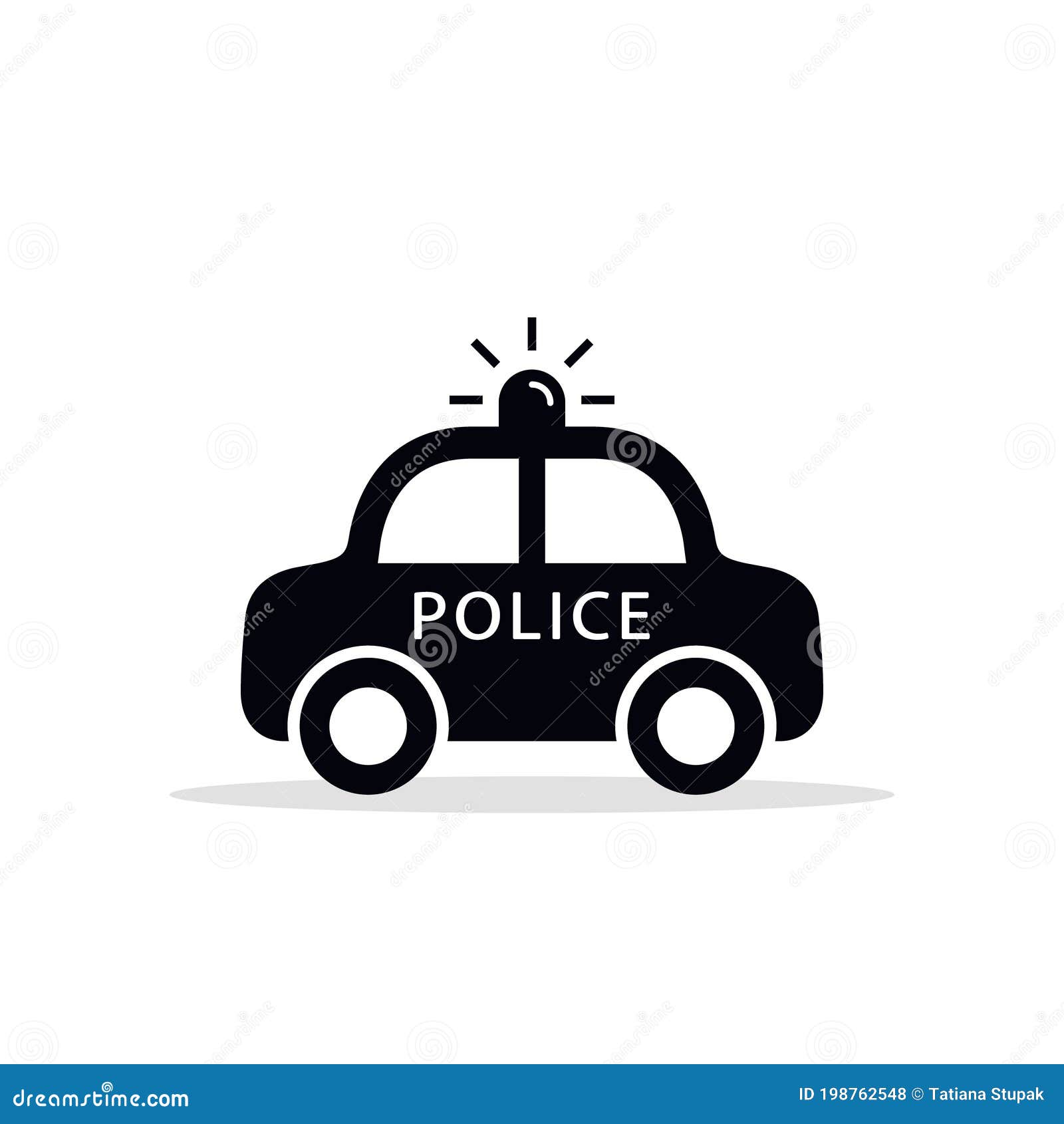 Police Car Icon, Vector Iolated Flat Design Illustration. Side View ...