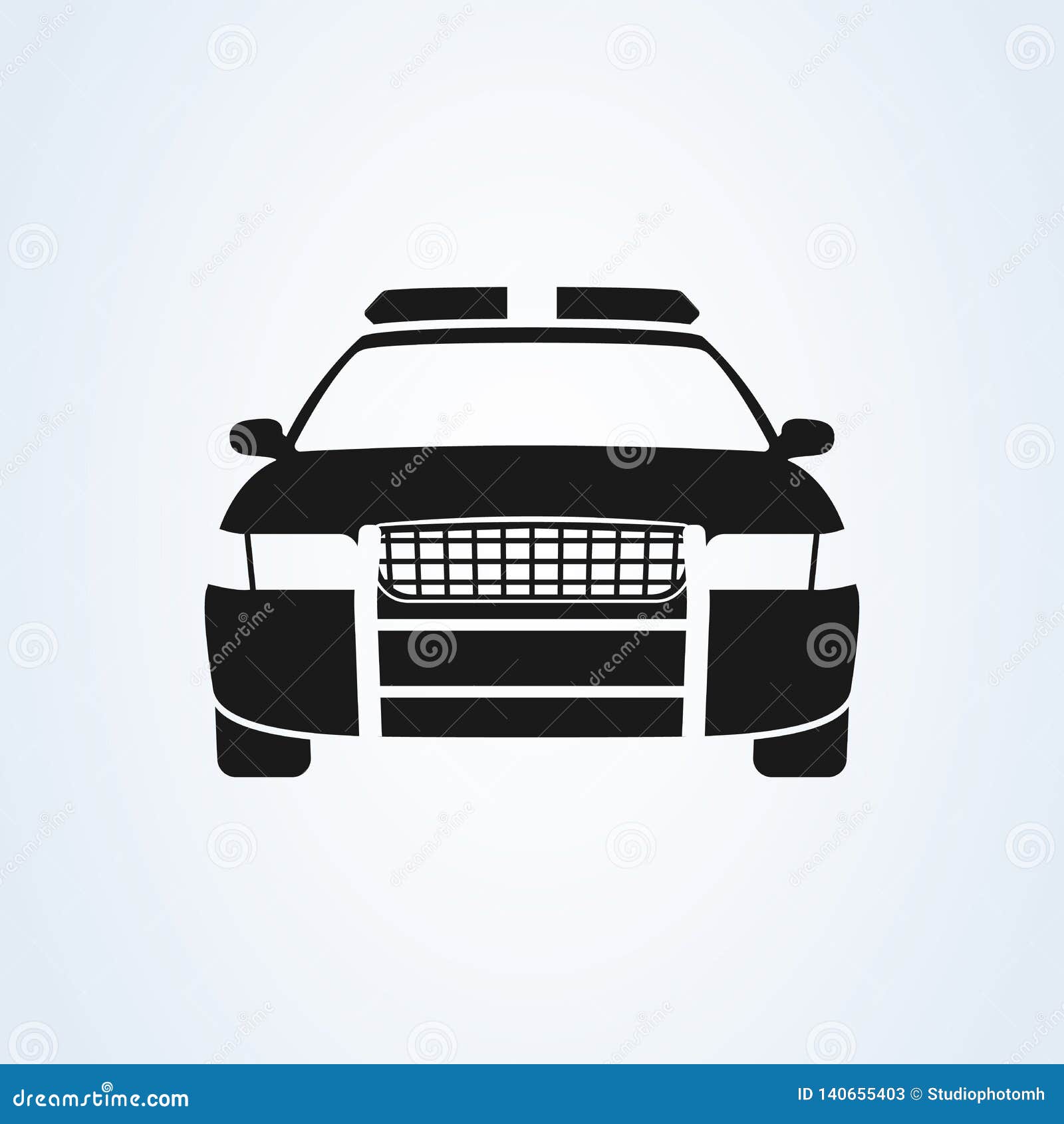 Police Car Icon, Vector Iolated Flat Illustration Front View Stock ...