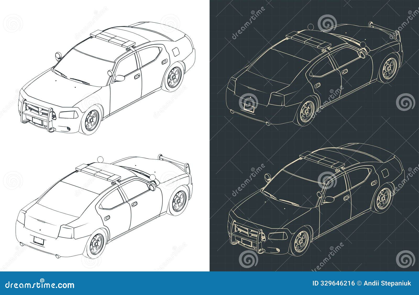 Police Van Technical Drawings Vector Illustration | CartoonDealer.com ...