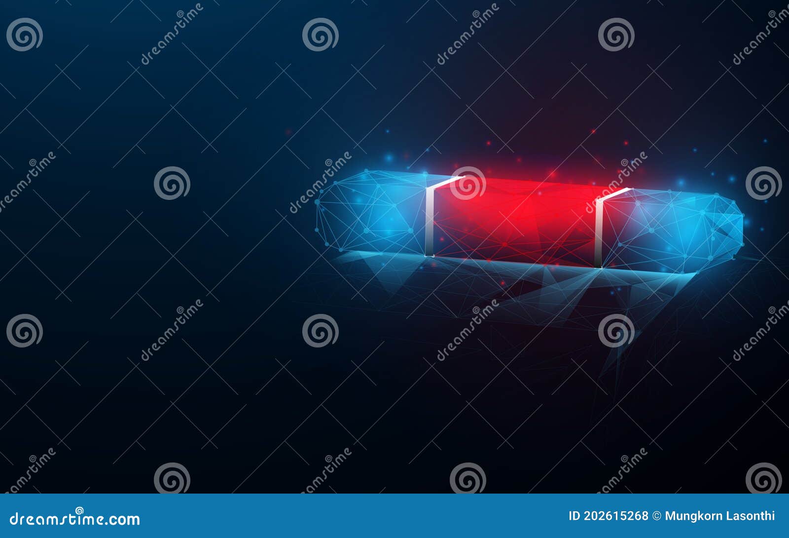Police Car Lights on Dark Blue Background. Low Poly Model Design Stock ...
