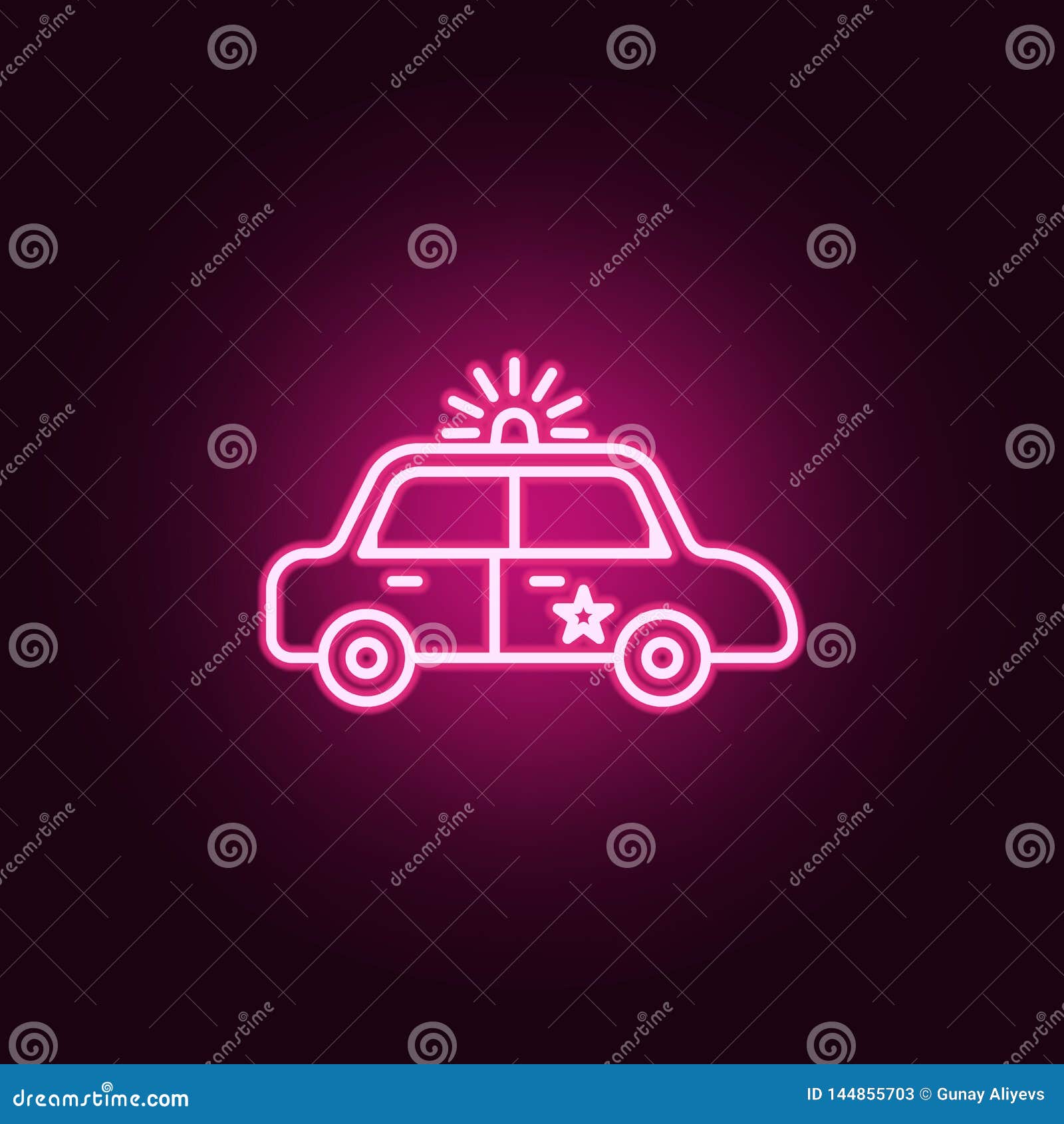 Police Car Neon Icon. Elements of Law & Justice Set. Simple Icon for ...