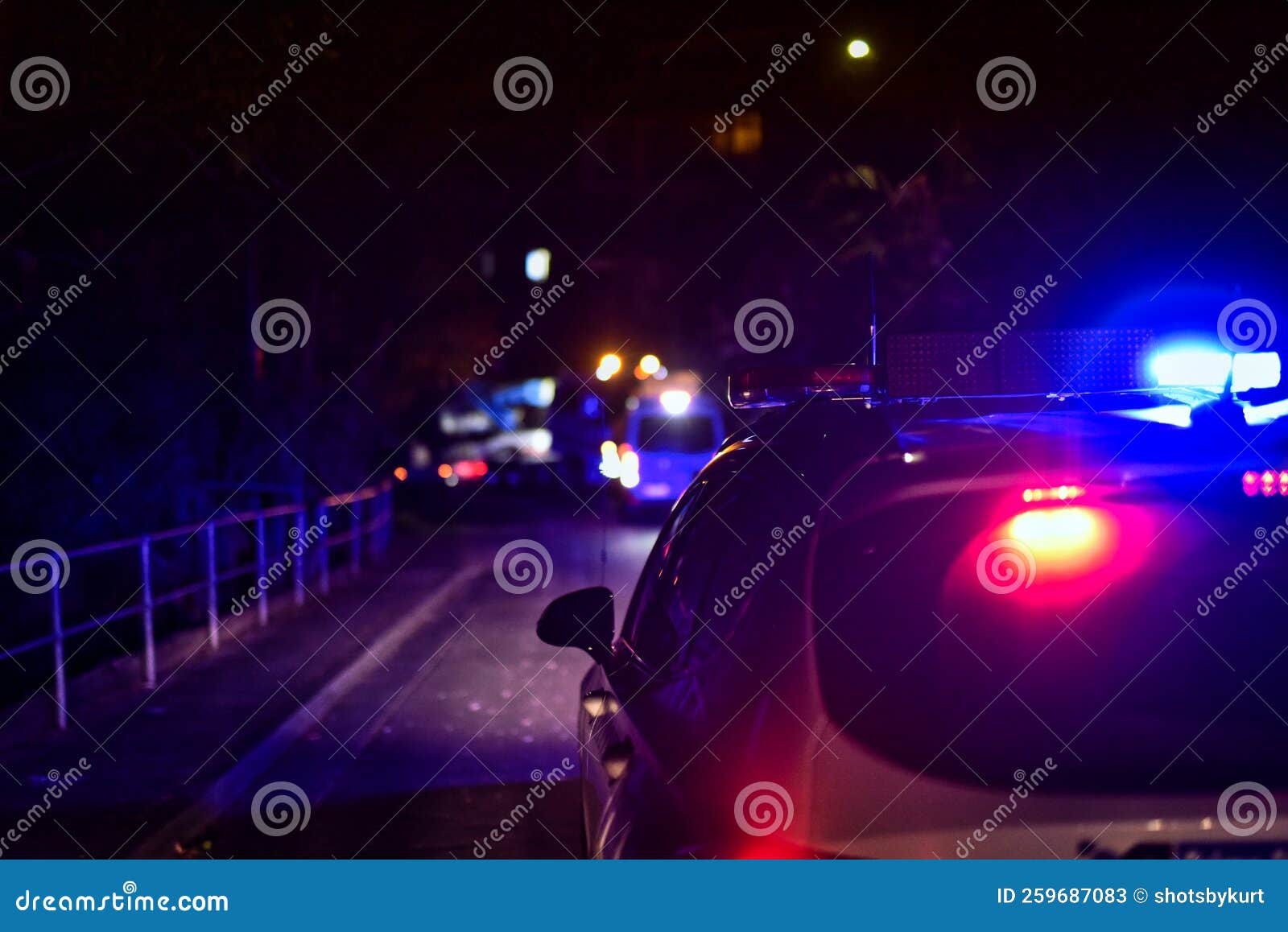 Police Car in the Night Lights on Stock Image - Image of action, safety ...