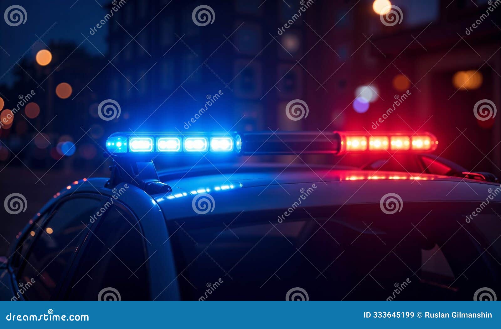 Police Car Red and Blue Lights Stock Image - Image of protection, blue ...