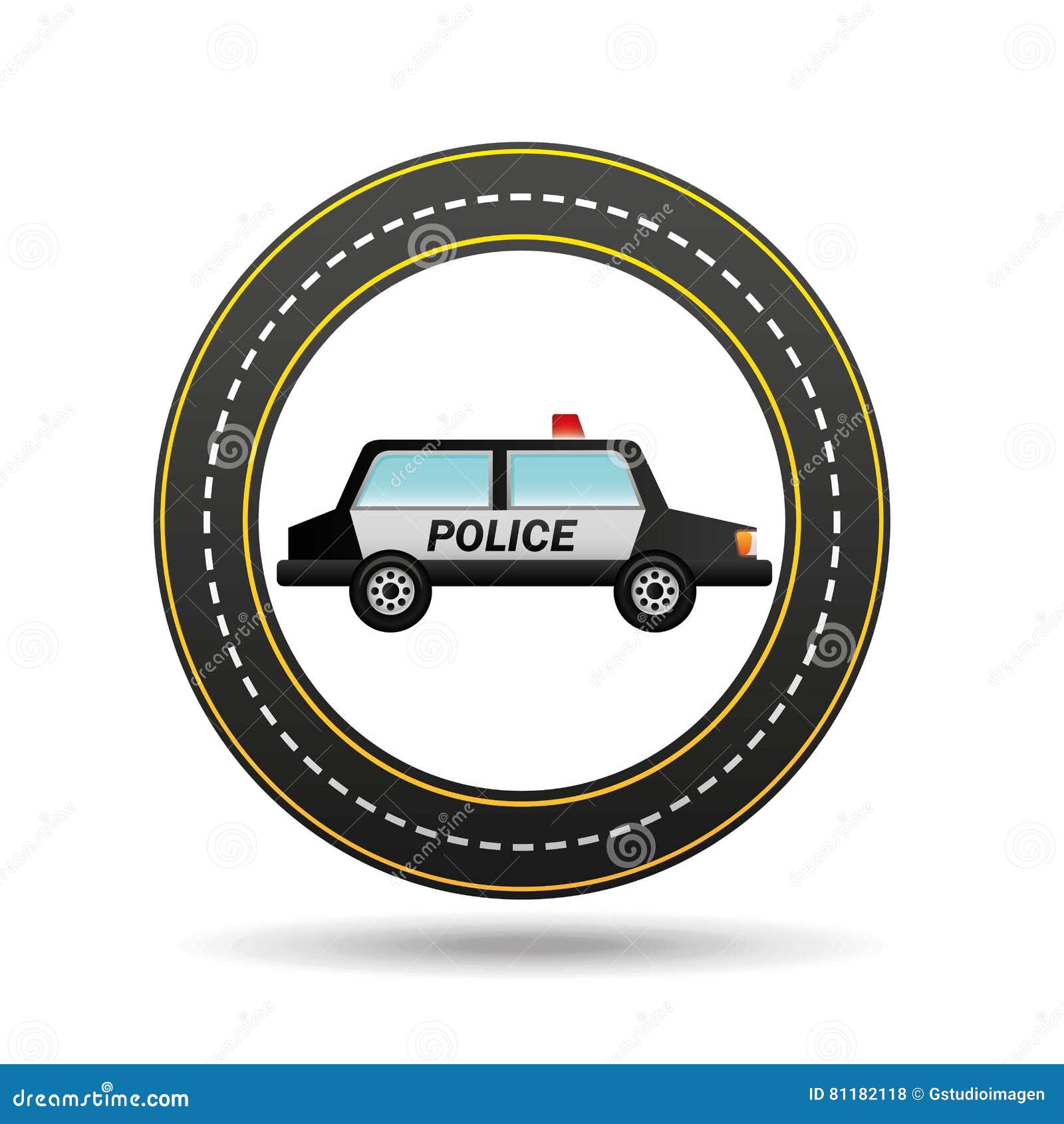 Police Car Side Circle Road Way Design Stock Vector - Illustration of ...