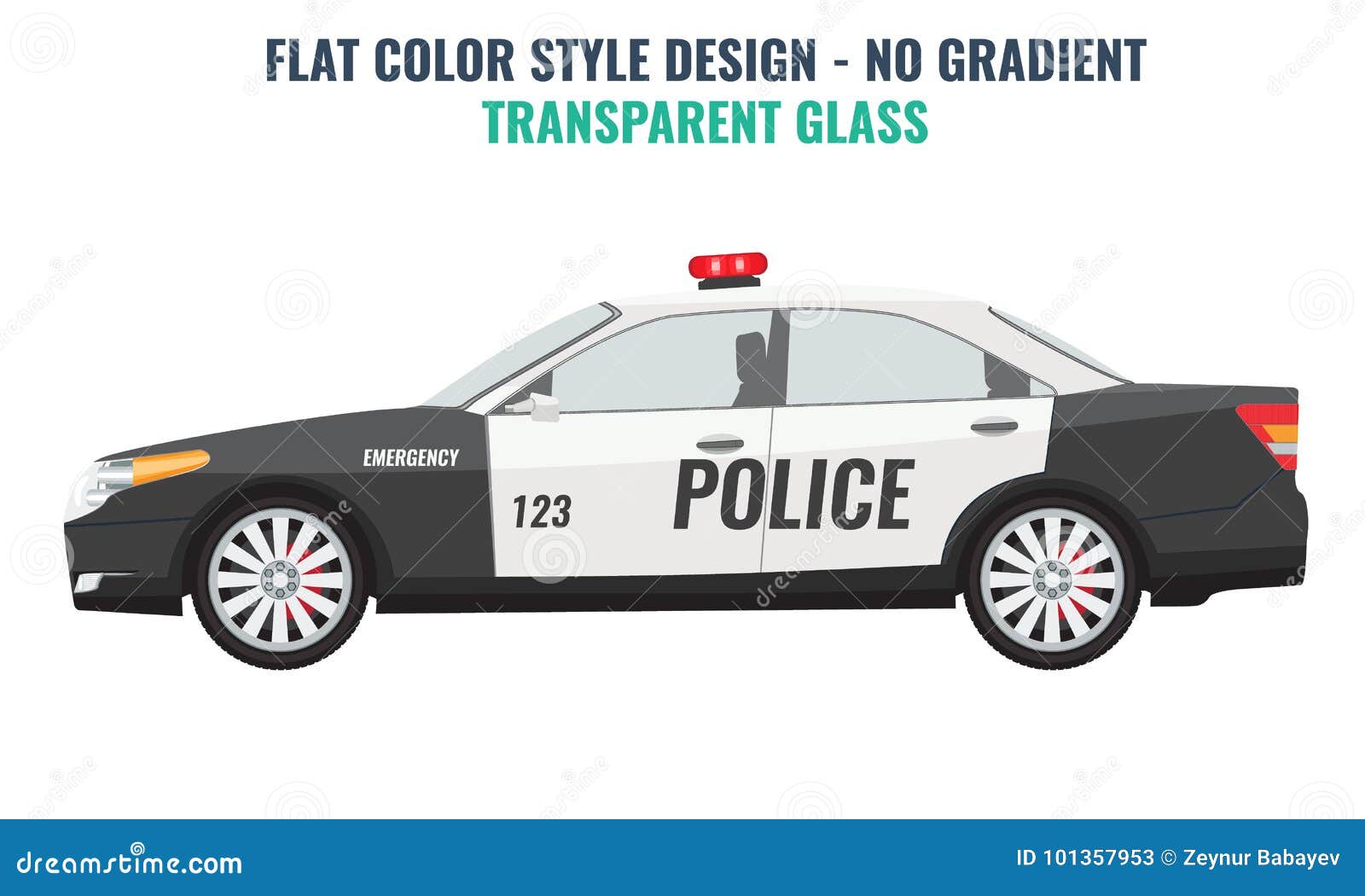 Police Car Side View. Flat and Solid Color Vector Stock Vector ...