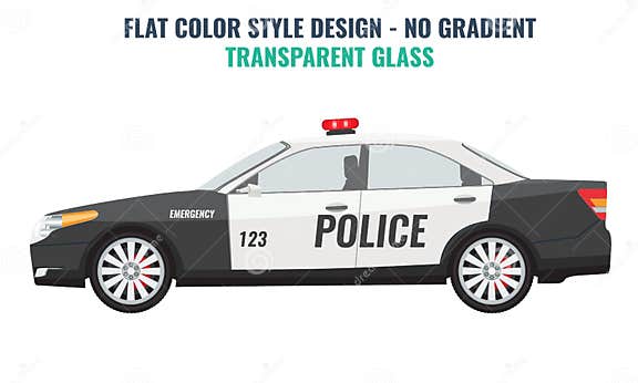 Police Car Side View. Flat and Solid Color Vector Stock Vector ...