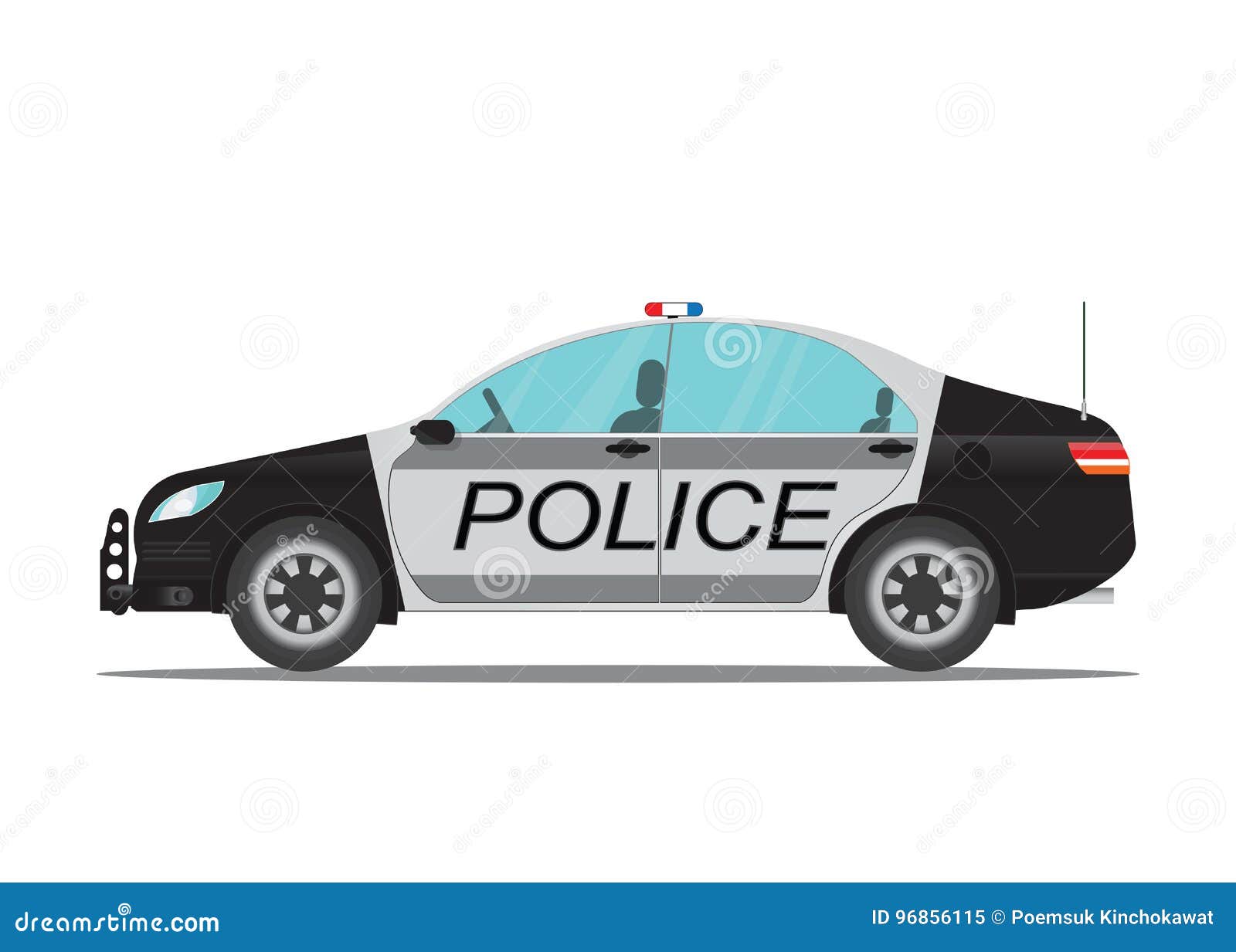 Police Car Side View Isolated on White Background. Stock Vector ...