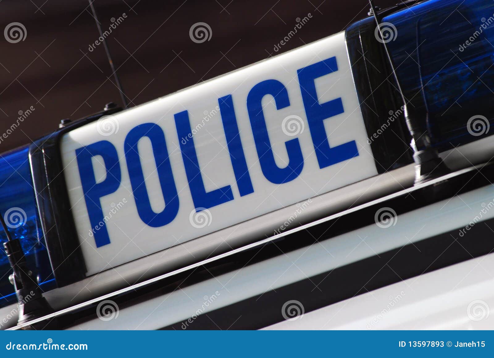 Police car sign stock image. Image of lights, police - 13597893