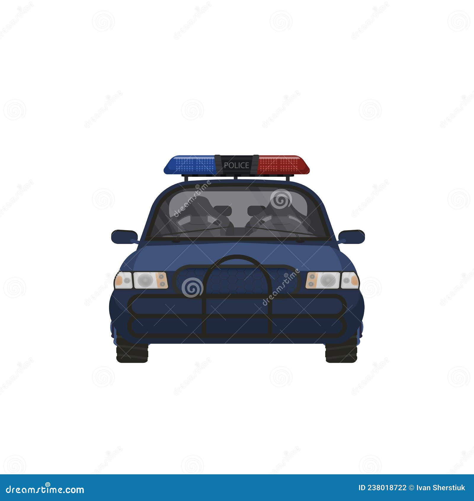 Police Car Simple Illustration, Front View Stock Vector - Illustration ...