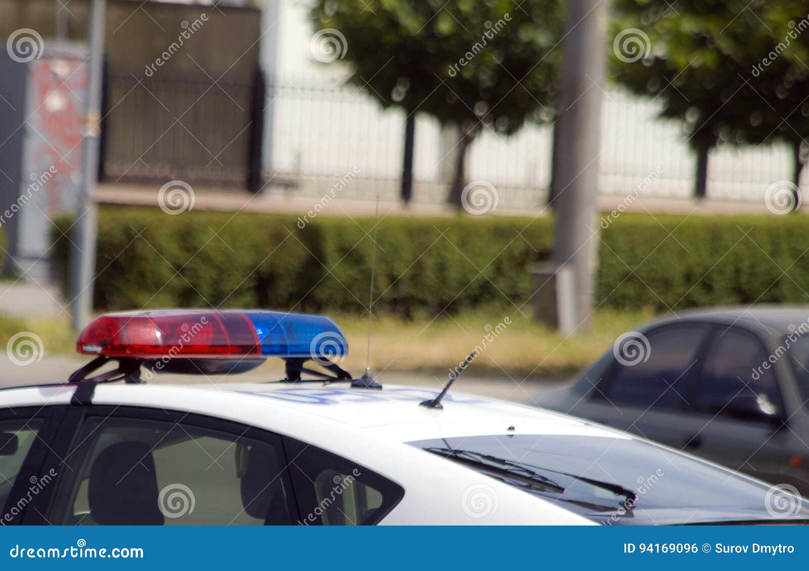 Police Car with Sirens Red and Blue Color Stock Photo - Image of ...