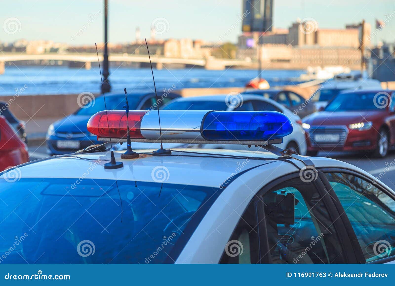 Police car on the street stock image. Image of emergency - 116991763