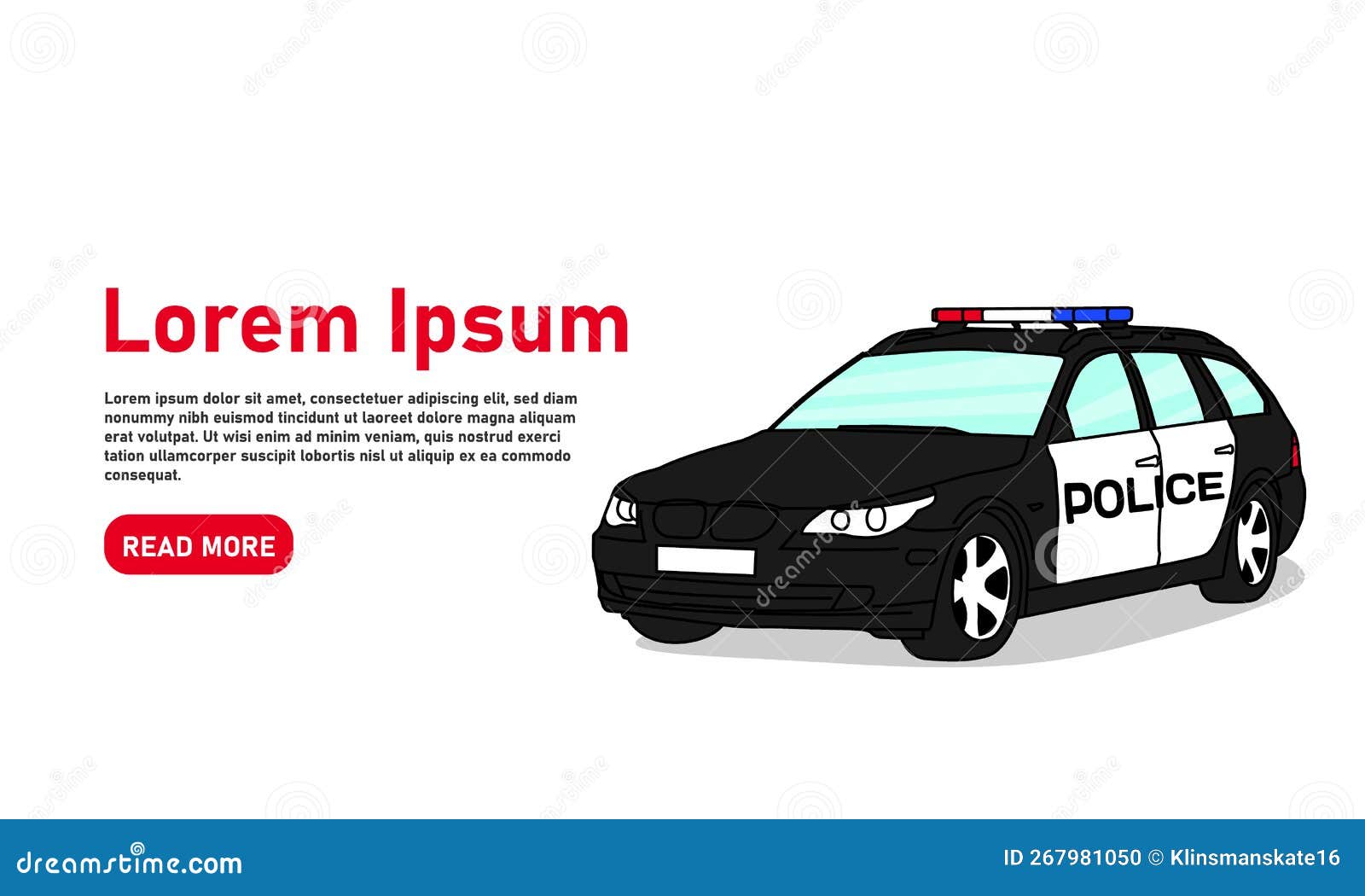 Police Car Template Banner Poster Design Stock Vector - Illustration of ...