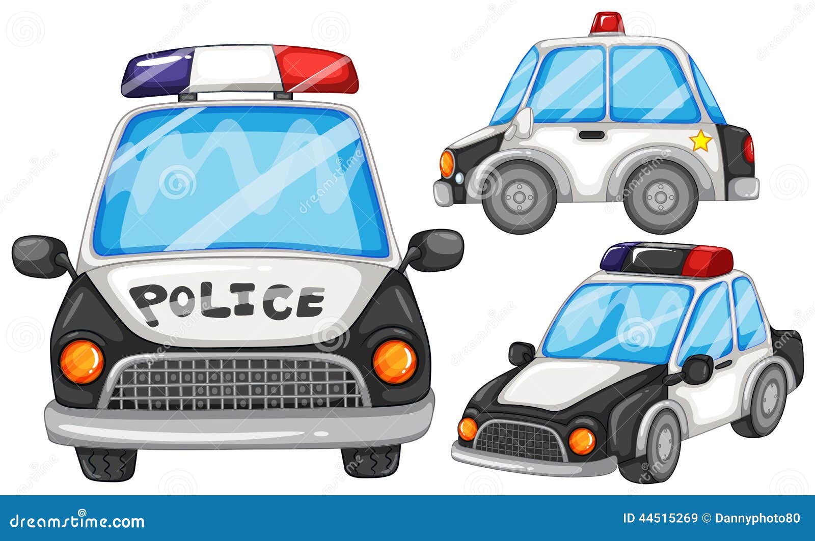 Police Cars - Side - Front - Back View Cartoon Vector | CartoonDealer ...