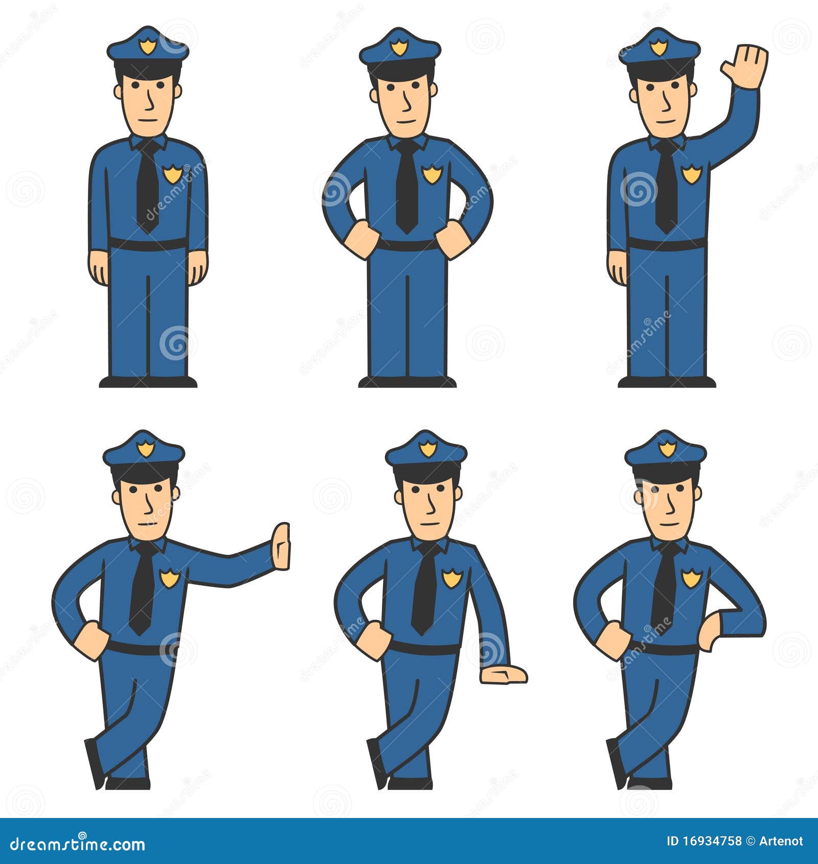 Police character set 01 stock illustration. Illustration of characters ...