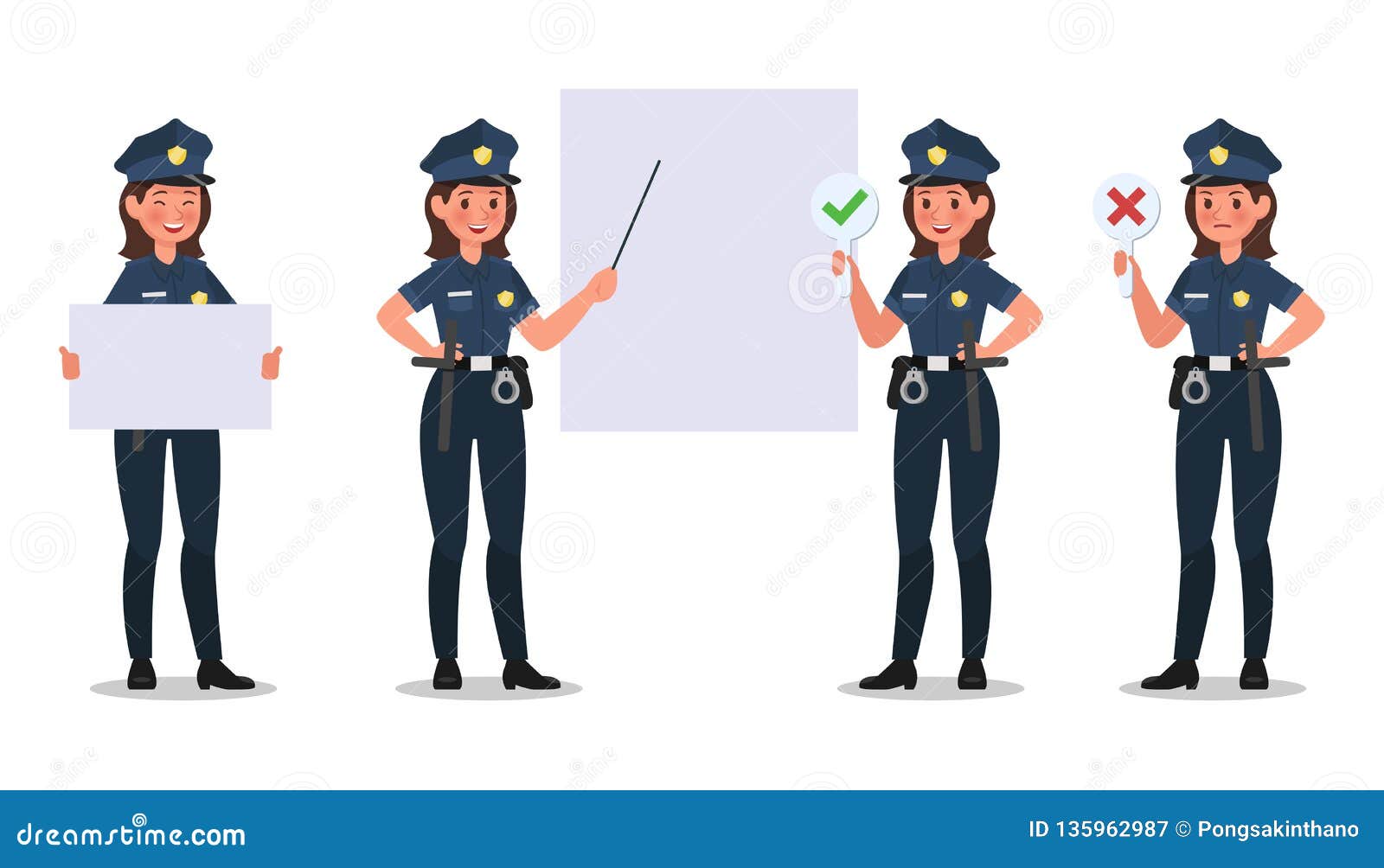 Police Character Wearing Various Uniform Vector Illustration ...