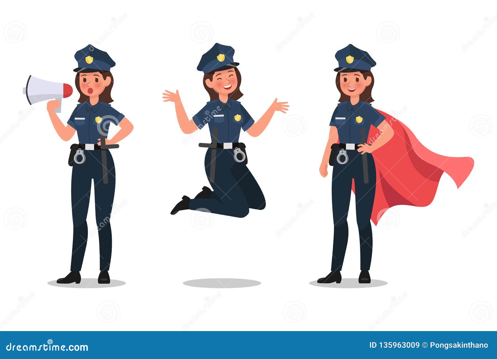 Police Character Design With Various Actions For Your Presentation Or ...