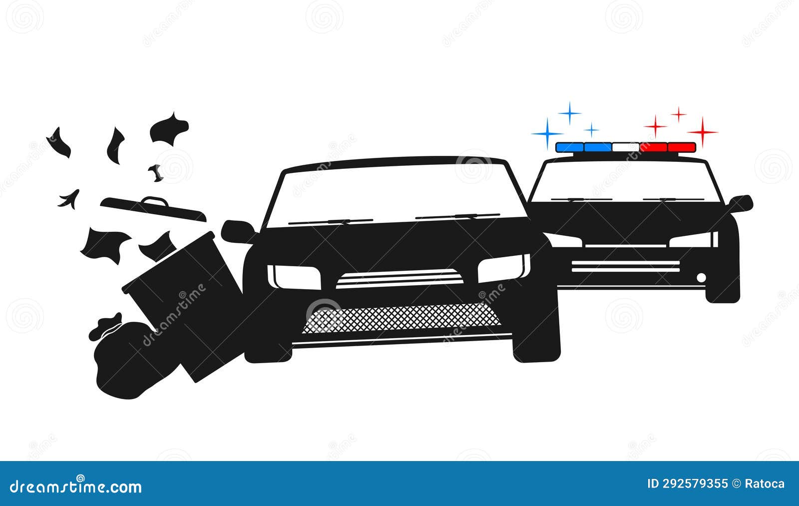 Police chase flat draw stock illustration. Illustration of fast - 292579355