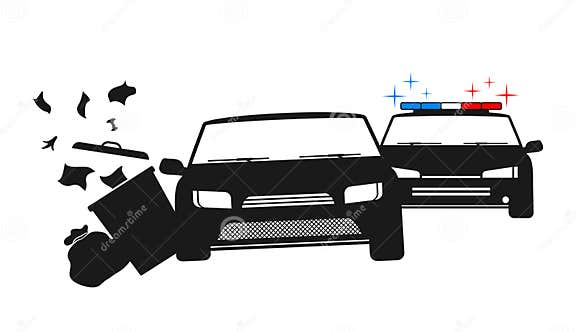 Police chase flat draw stock illustration. Illustration of fast - 292579355