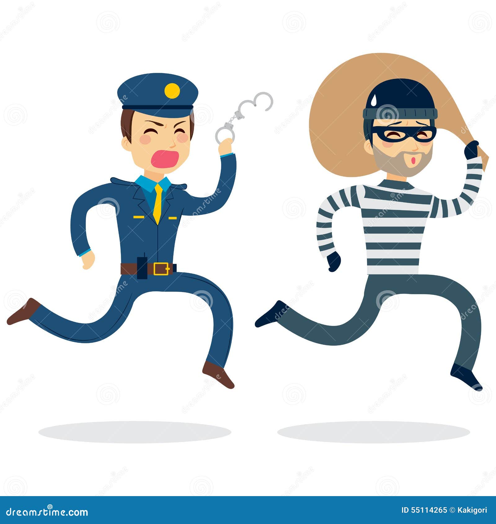 Police chassant le voleur illustration de vecteur. Illustration du ...