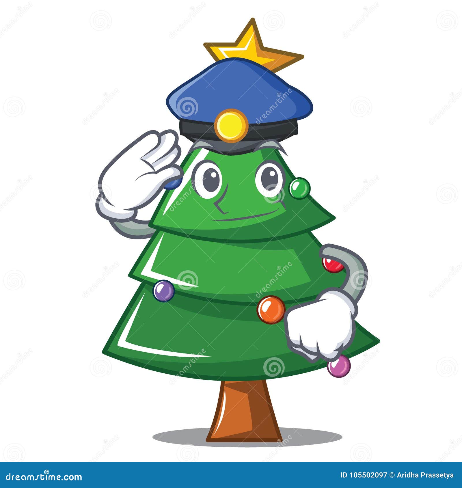 Police Christmas Tree Character Cartoon Stock Vector - Illustration of ...