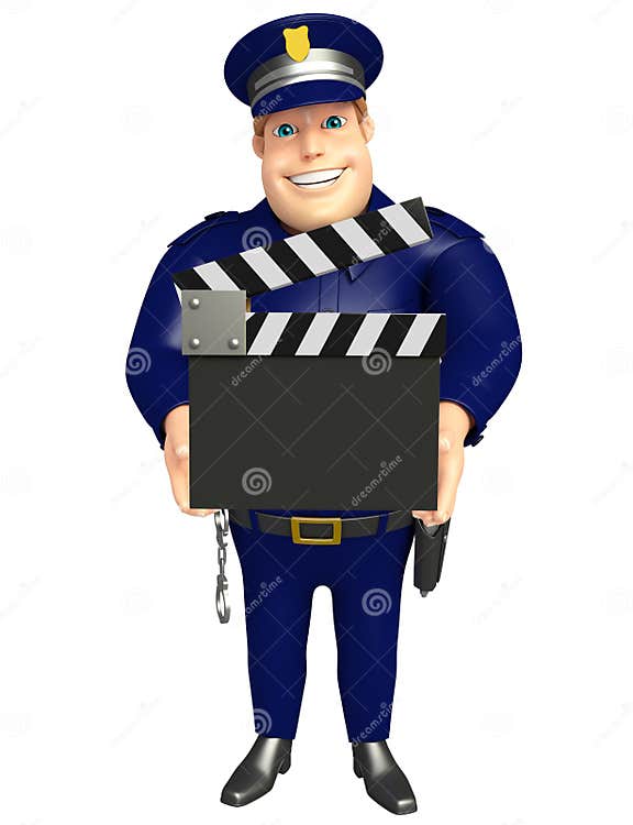 Police with Clapper board stock illustration. Illustration of arms ...