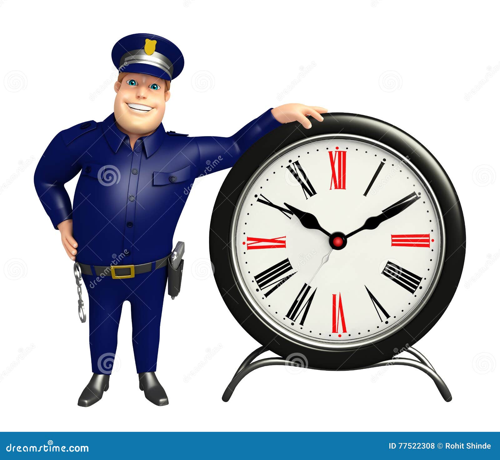 Police with Clock stock illustration. Illustration of shot - 77522308