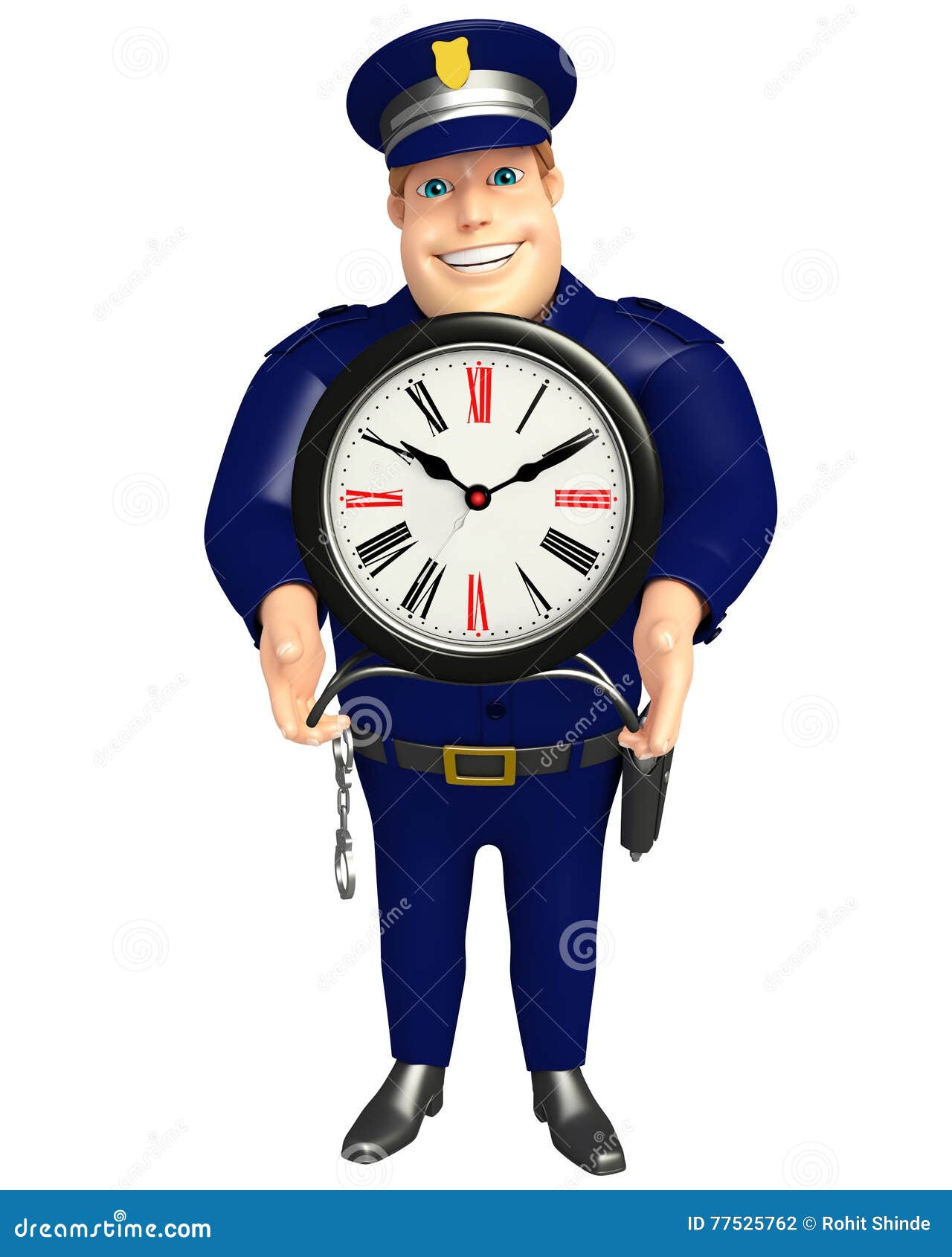 Police with Clock stock illustration. Illustration of shot - 77525762