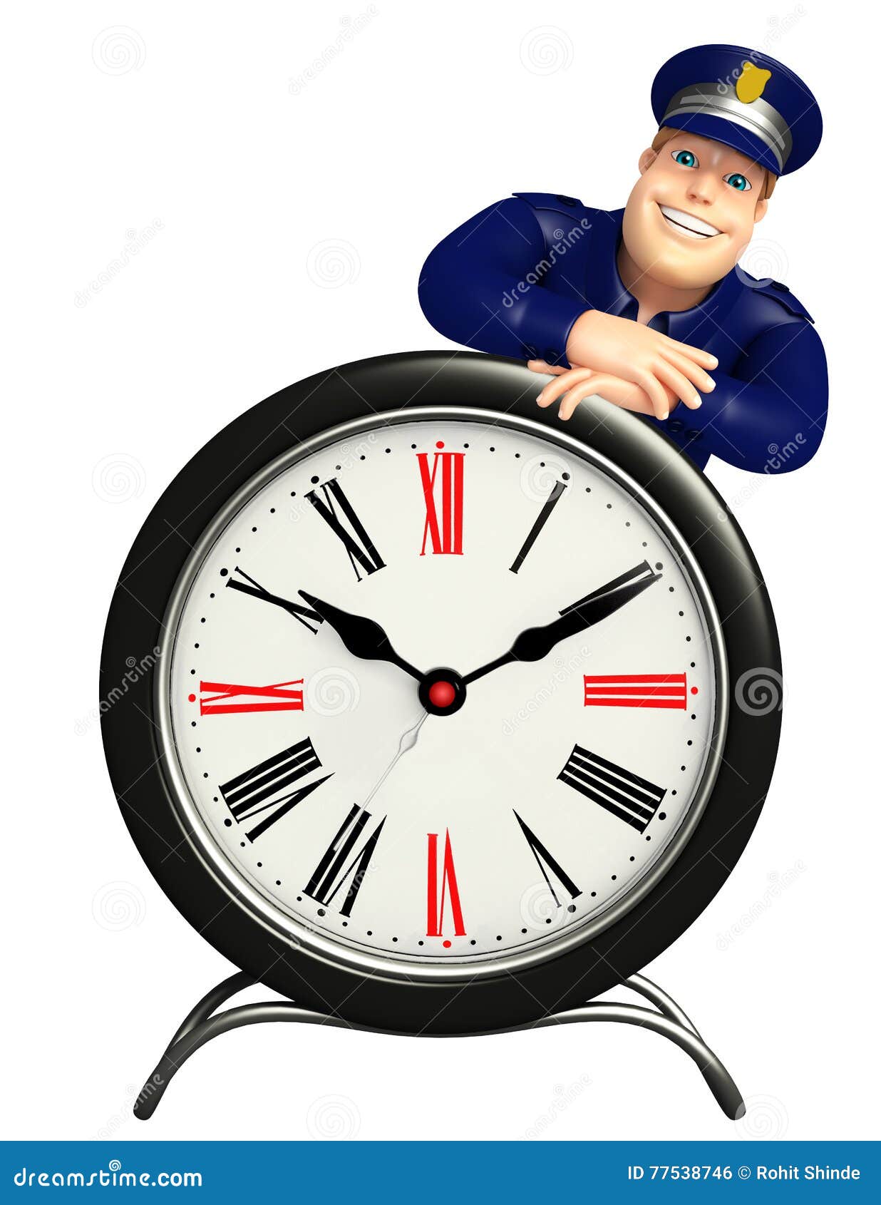 Police with Clock stock illustration. Illustration of lockup - 77538746