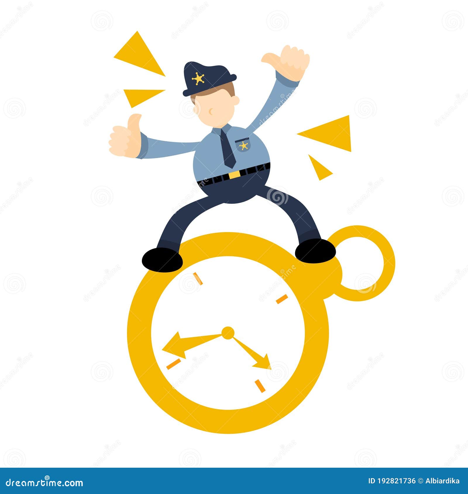 Police Officer Man Suit Pick Time Clock Cartoon Doodle Flat Design ...