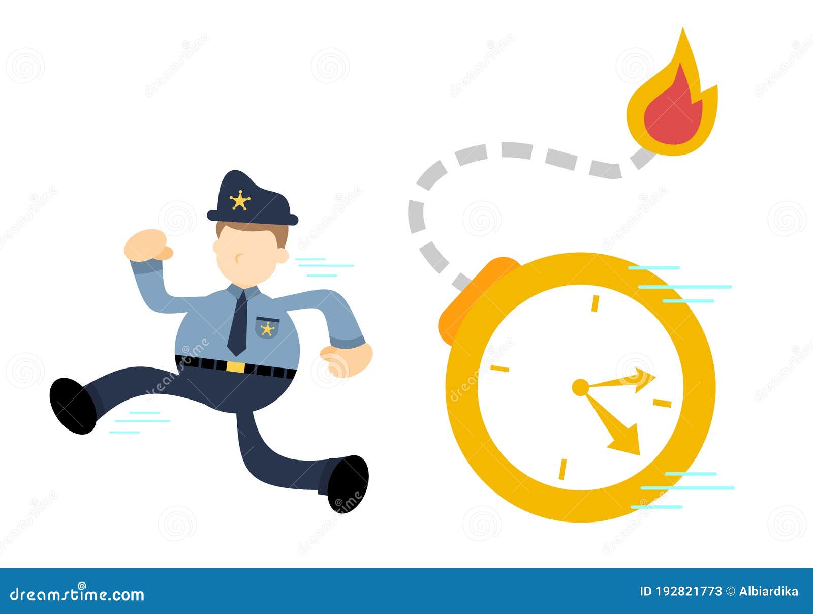 Police Officer Run for Time Bomb Deadline Cartoon Doodle Vector ...