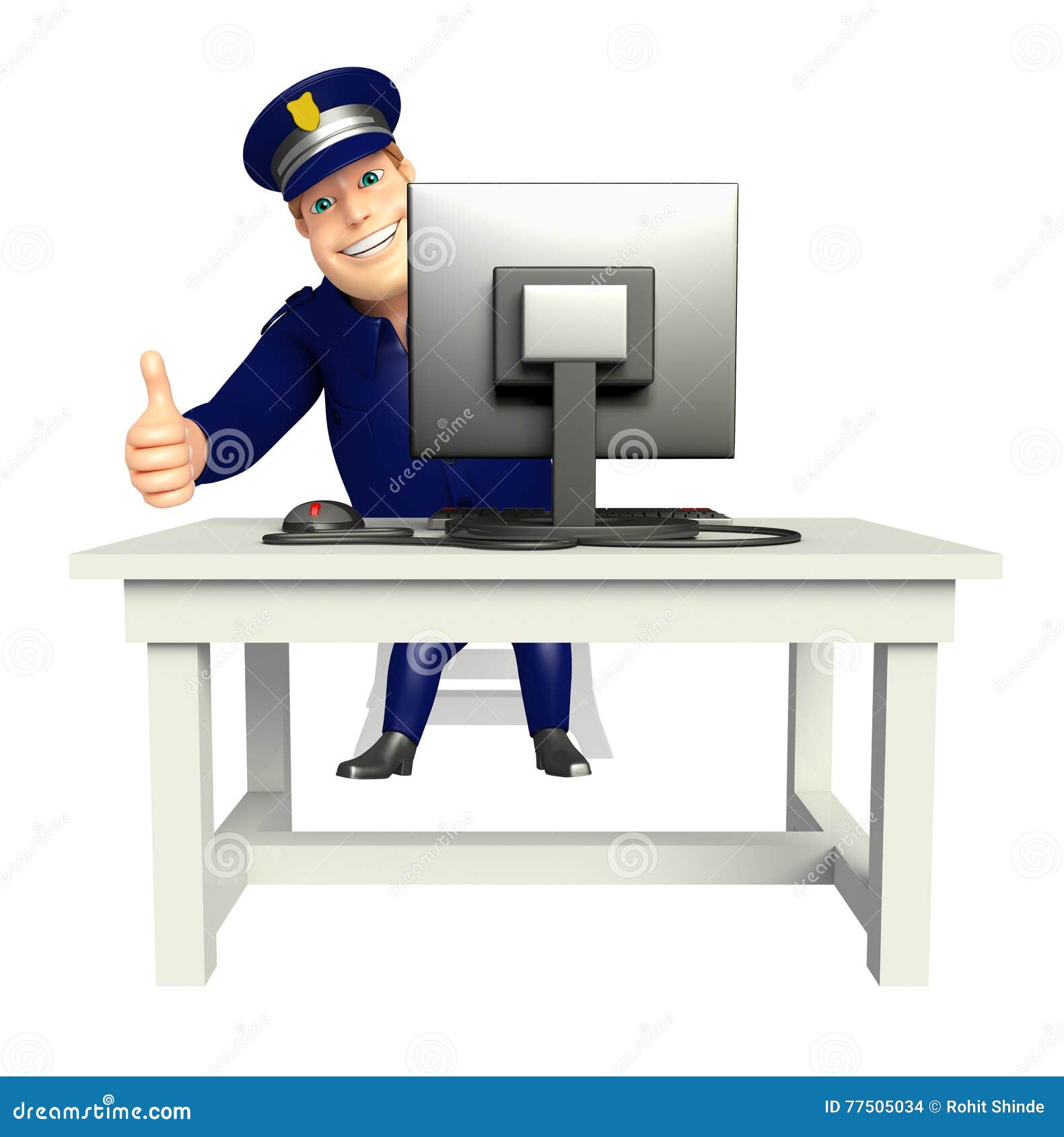 Police with Computer stock illustration. Illustration of adults - 77505034