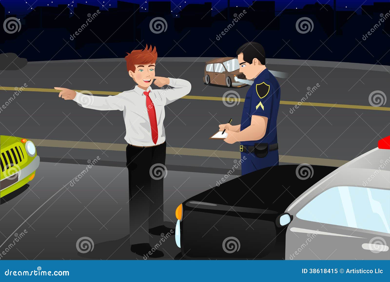 Police Conducting a DUI Test for a Drunk Driver Stock Vector ...