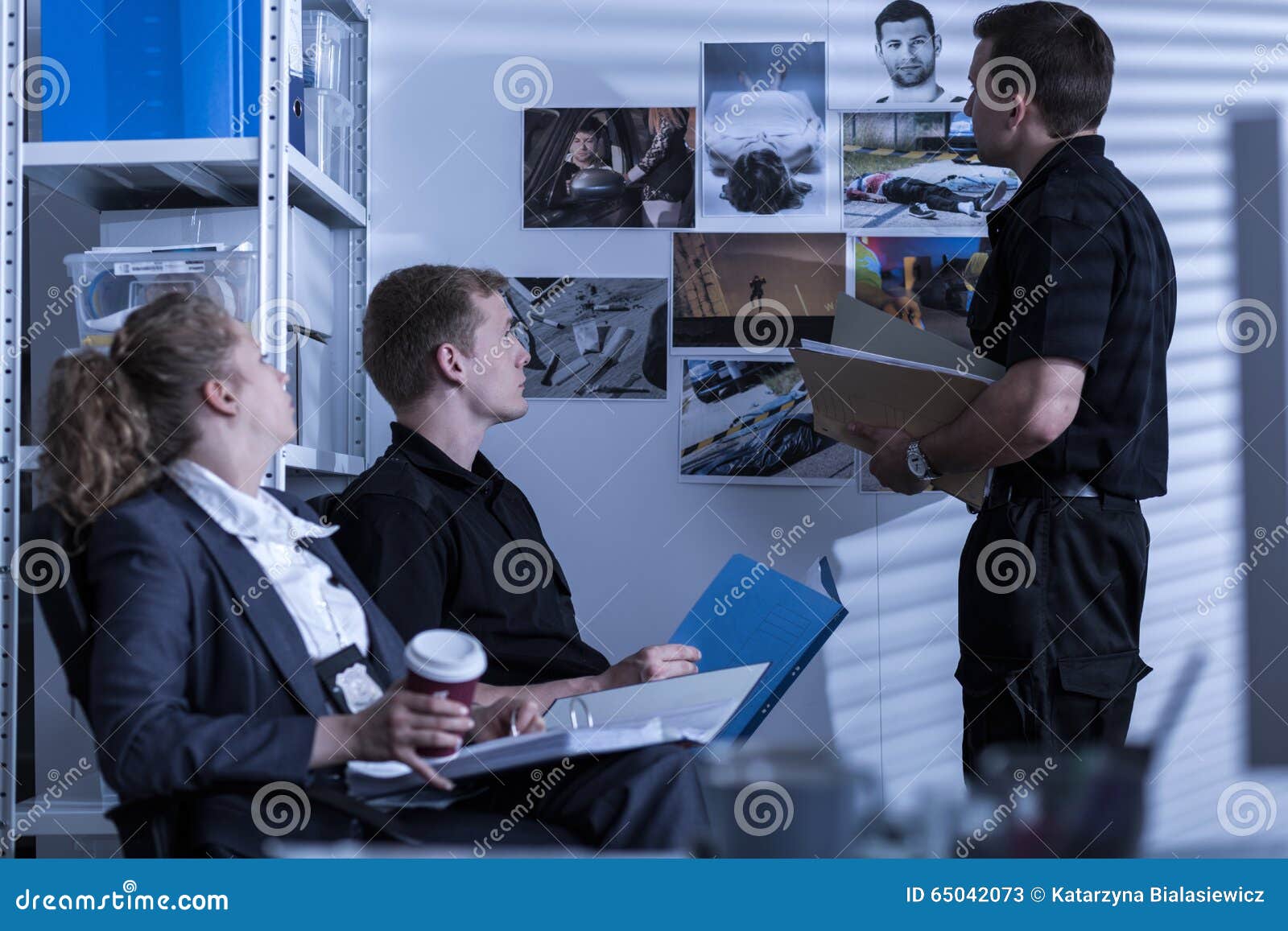 Police Cooperating with Private Detective Stock Image - Image of chief ...