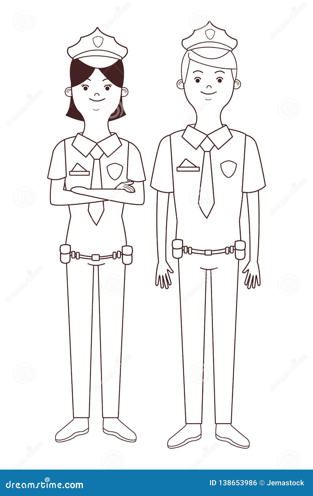 Police couple avatars stock vector. Illustration of employee - 138653986
