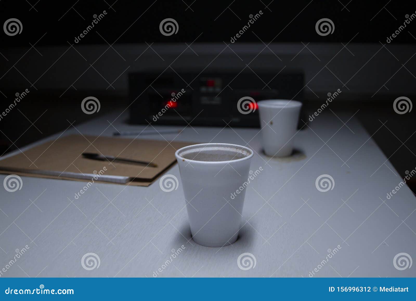 Police Custody Interview Room with Coffee Cups Stock Photo - Image of ...