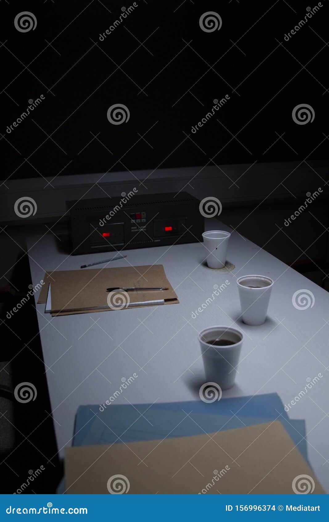 Police Custody Interview Room with Coffee Cups Stock Photo - Image of ...